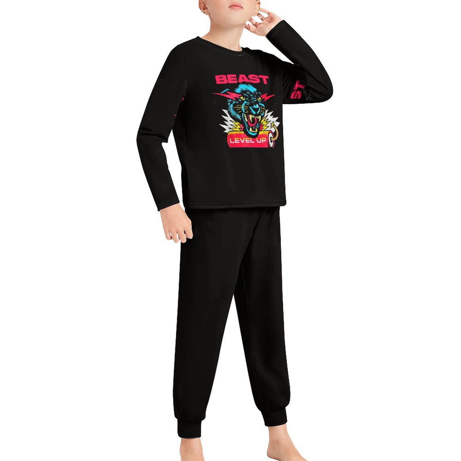Mr Beast Level Up Logo Boys Pajamas for Toddler Clothes Set Planet Train Sleepwear Long Sleeve ...