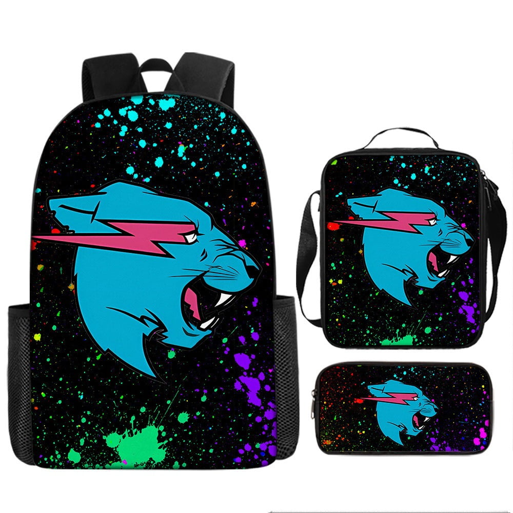 Mr Beast Lightning Cat Backpack Three-Piece Digital Printing Backpack ...