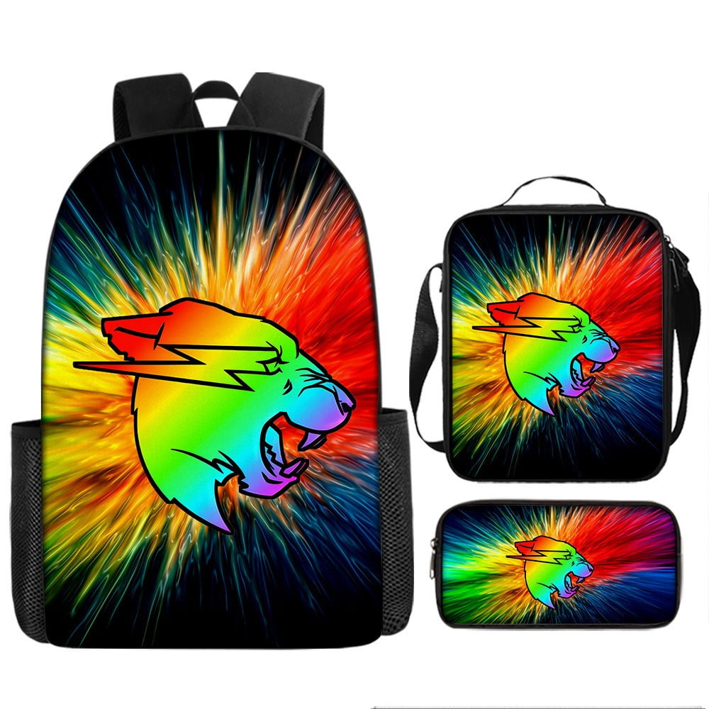 Mr Beast Lightning Cat Backpack Three-Piece Digital Printing Backpack ...