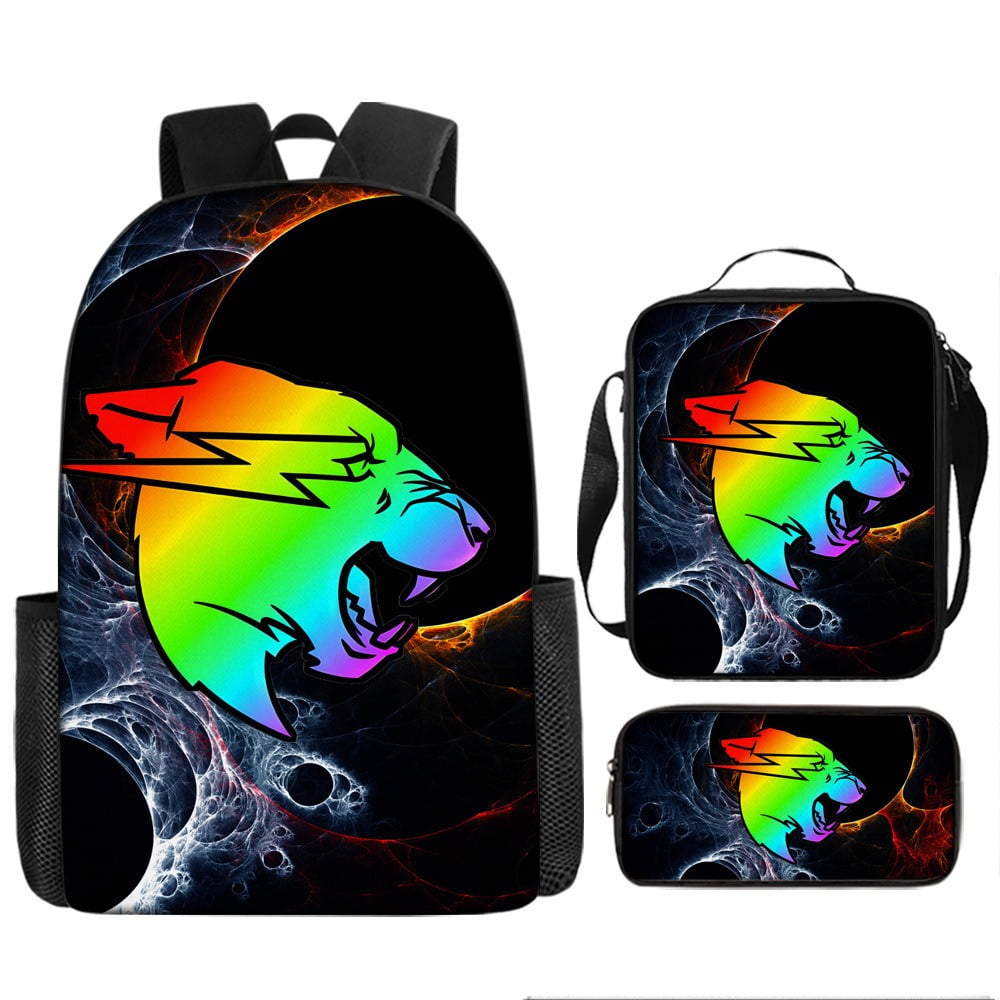 Mr Beast Lightning Cat Backpack Three-Piece Digital Printing Backpack ...