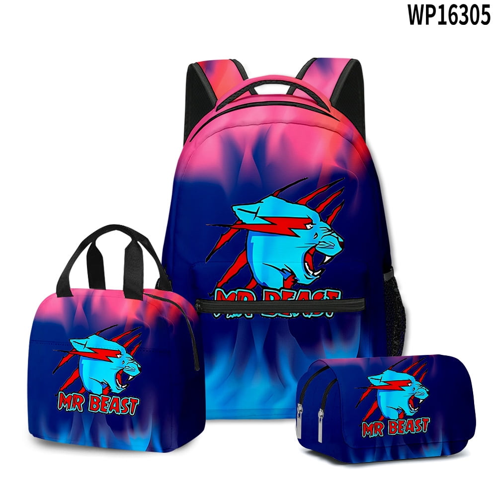 Mr Beast Lightning Cat backpack three-piece set Laptop Backpack for ...