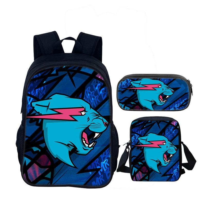 Mr Beast Lightning Cat schoolbag, pencil case, Crossbody bag, three ...
