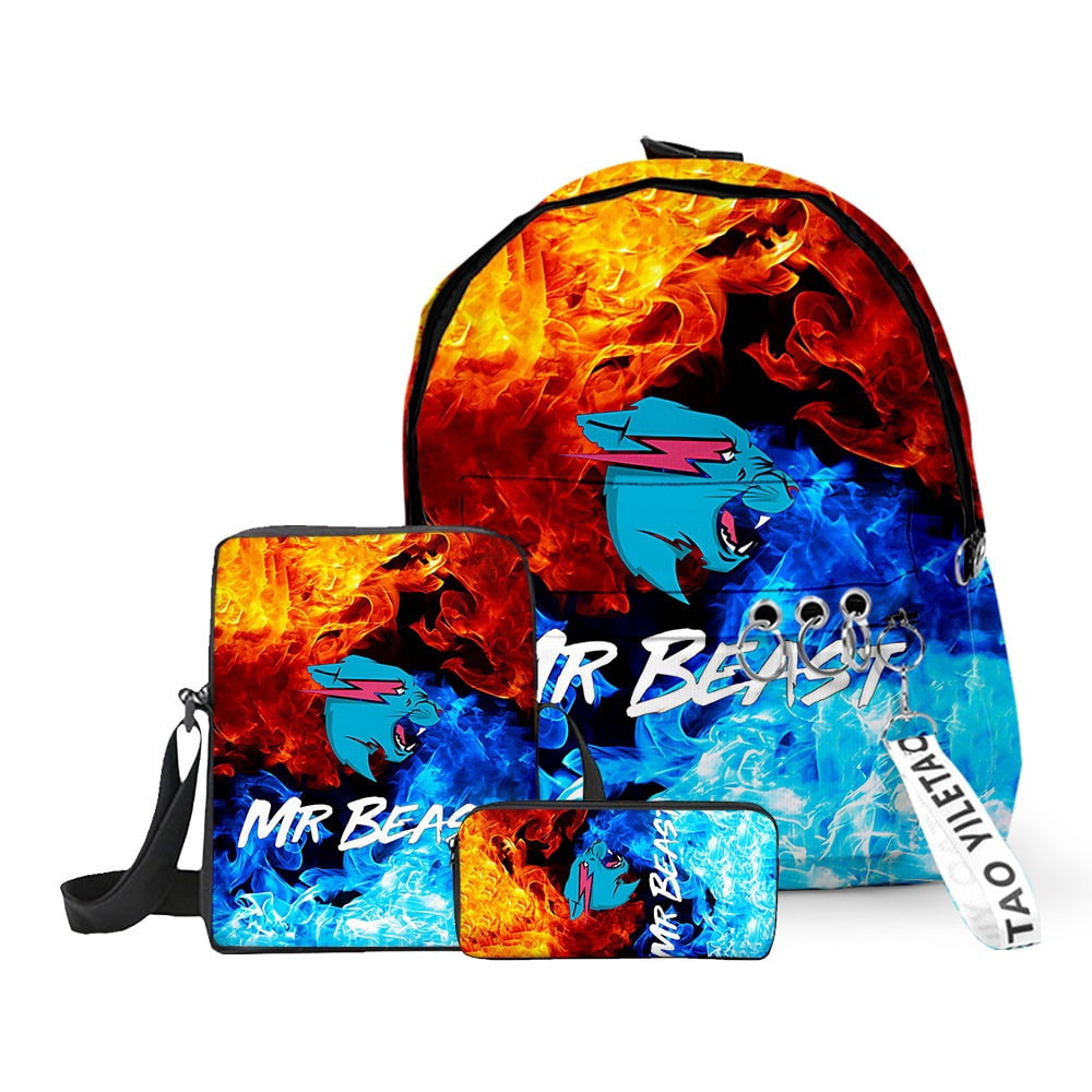 Mr Beast Lightning Cat schoolbag, pencil case, Crossbody bag, three ...
