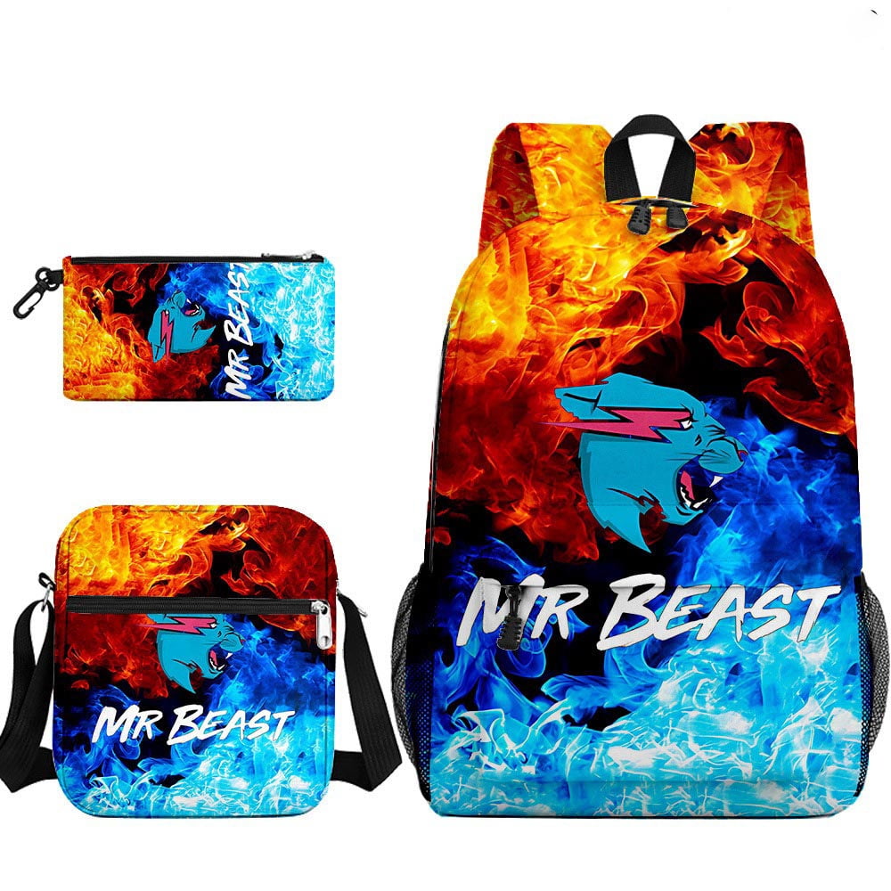 Mr Beast Lightning Cat schoolbag, pencil case, Crossbody bag, three ...
