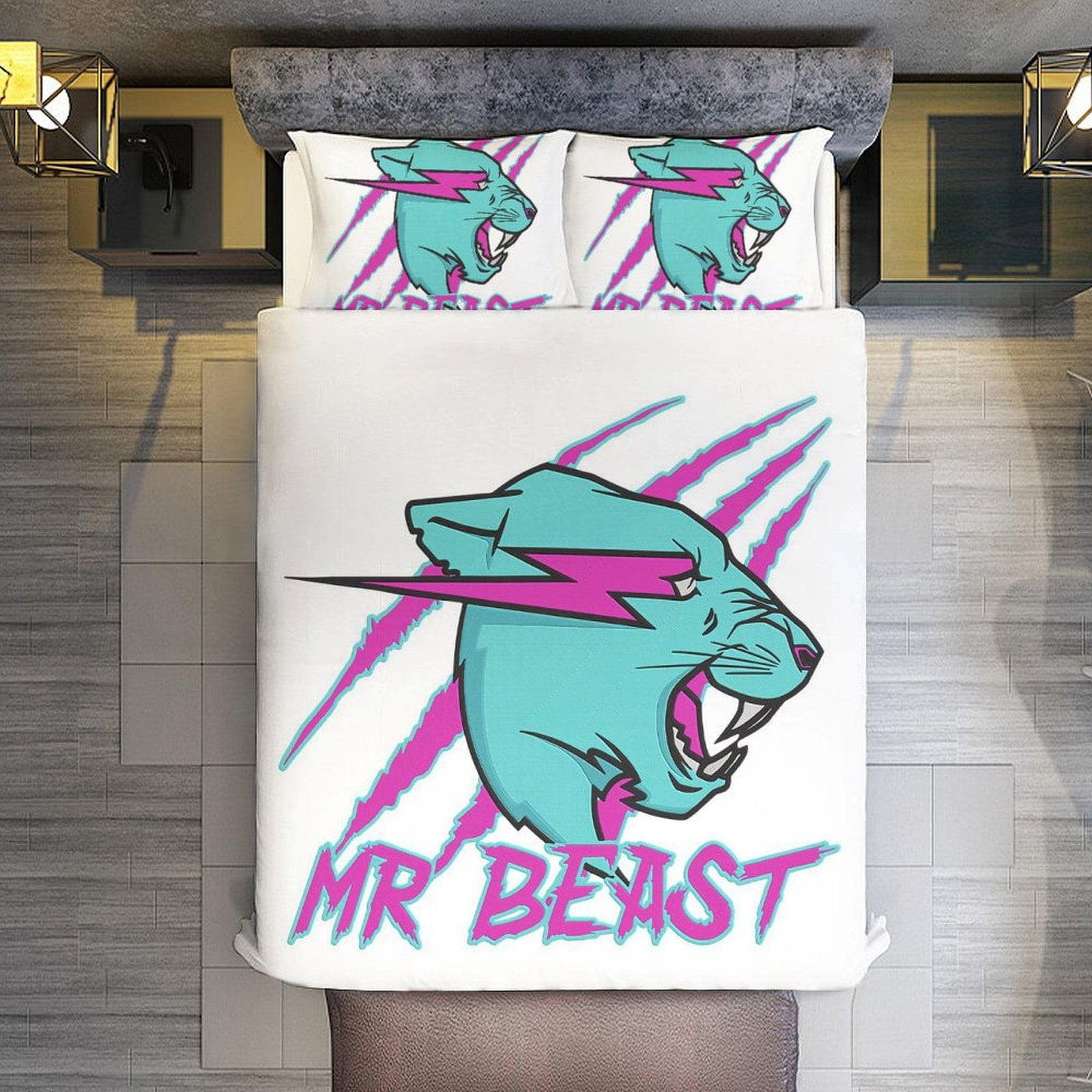 Mr Beast Logo Embroidery Designs Duvet Cover Set for Kids Boys Girls ...