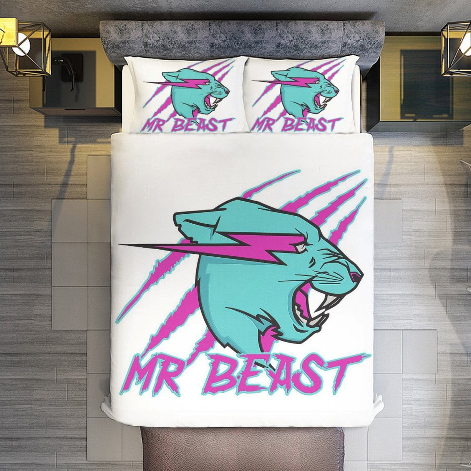Mr Beast Logo Embroidery Designs Duvet Cover Set for Kids Boys Girls ...