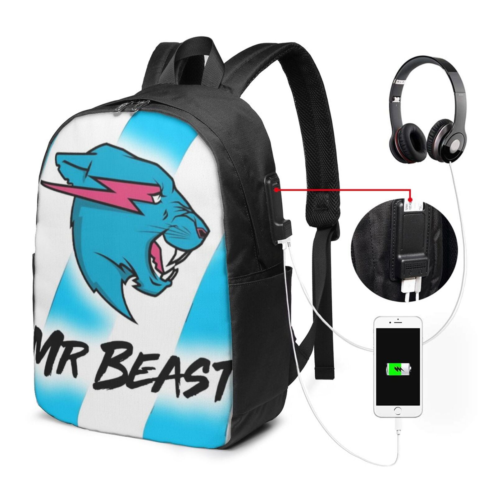 Mr Beast Logo Large Capacity School & Travel Backpack For Men Women, 17 ...
