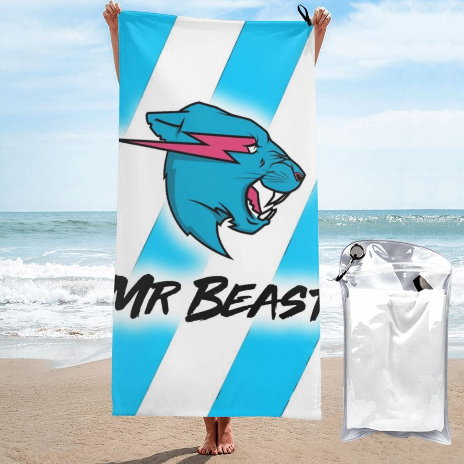 Mr Beast Logo Microfiber Large Beach Towels Quick Dry Absorbent Sand ...