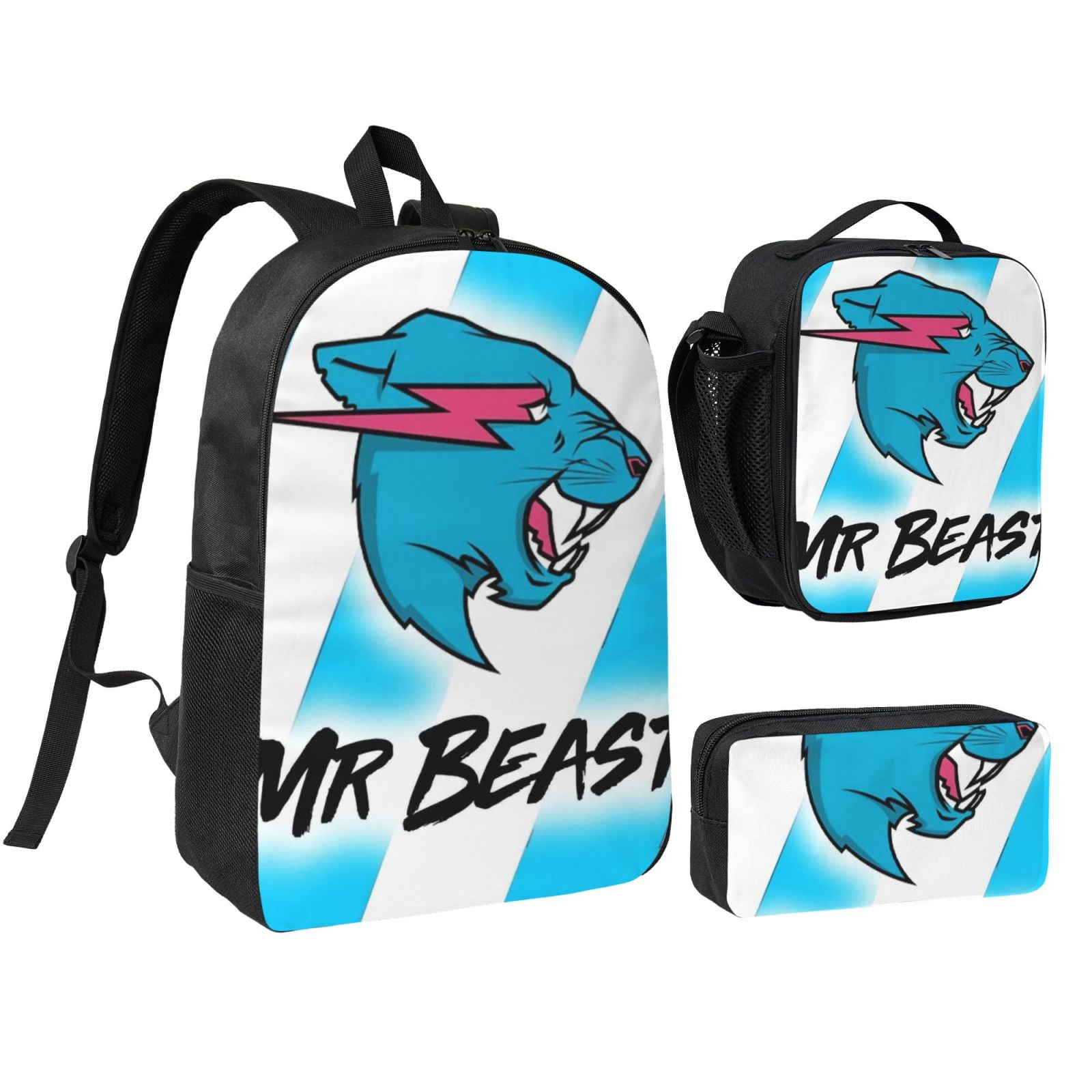 Mr Beast Logo School Backpack with Lunch Box and Pencil Cas Backpack ...