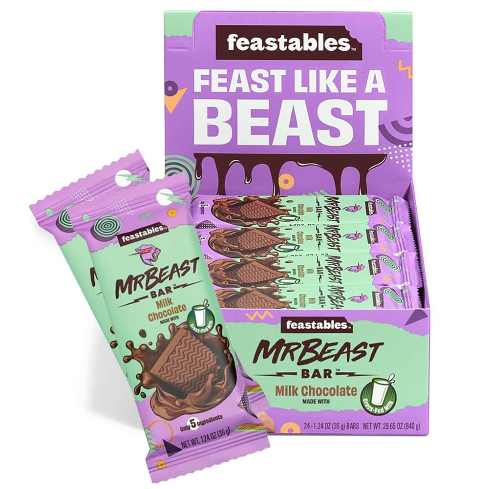 Mr Beast Original Chocolate XEF1 Bars 24 Count Box - Feastables Bulk ...