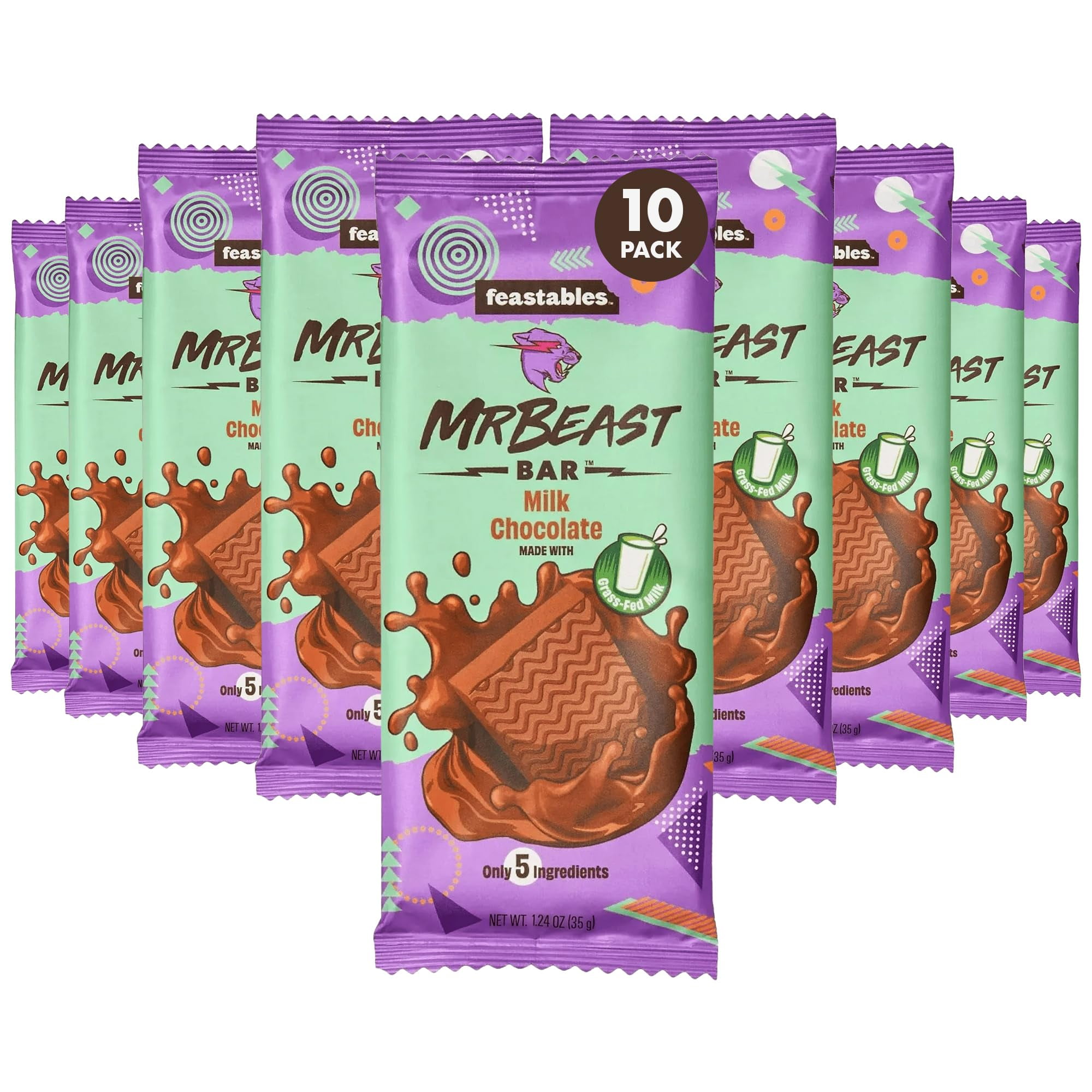 Mr Beast Original Small MSF2 Size Chocolate Bars 10 Count - Feastables ...