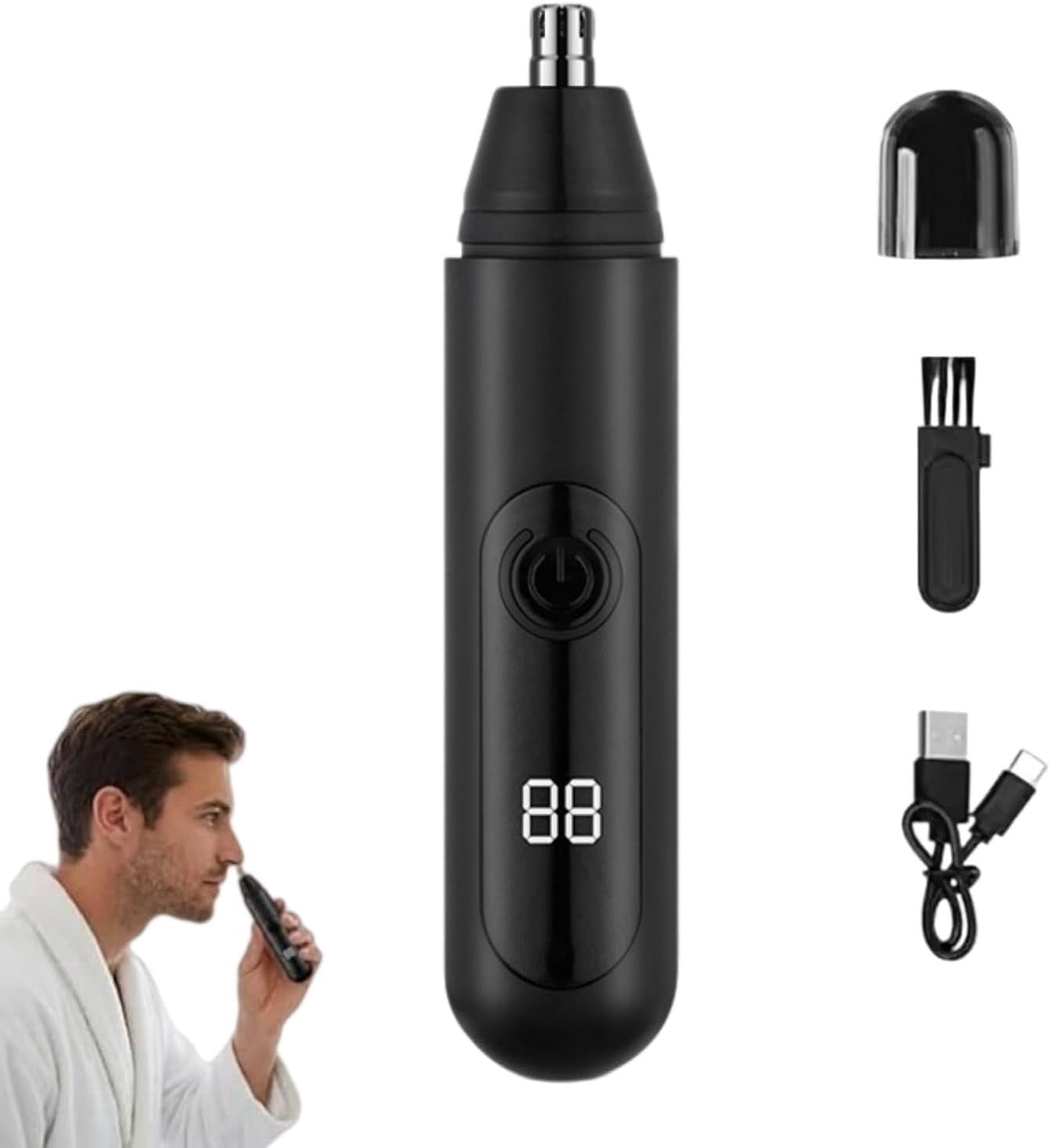Mr Nose Hair Trimmer IPX7 Fully Waterproof Dual Edge Blades Portable ...