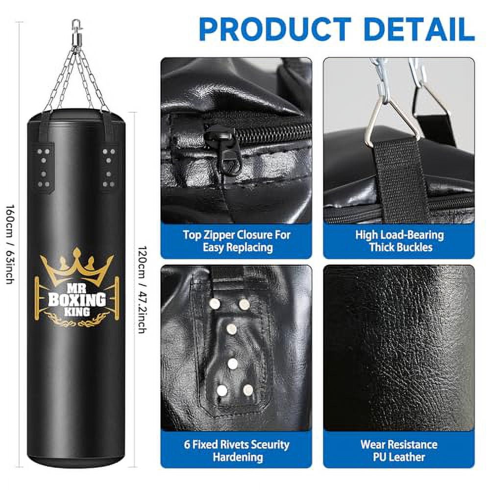 Mr Boxing King Punching Bag Set for Adults 4ft Heavy Boxing Bag Set 80 ...