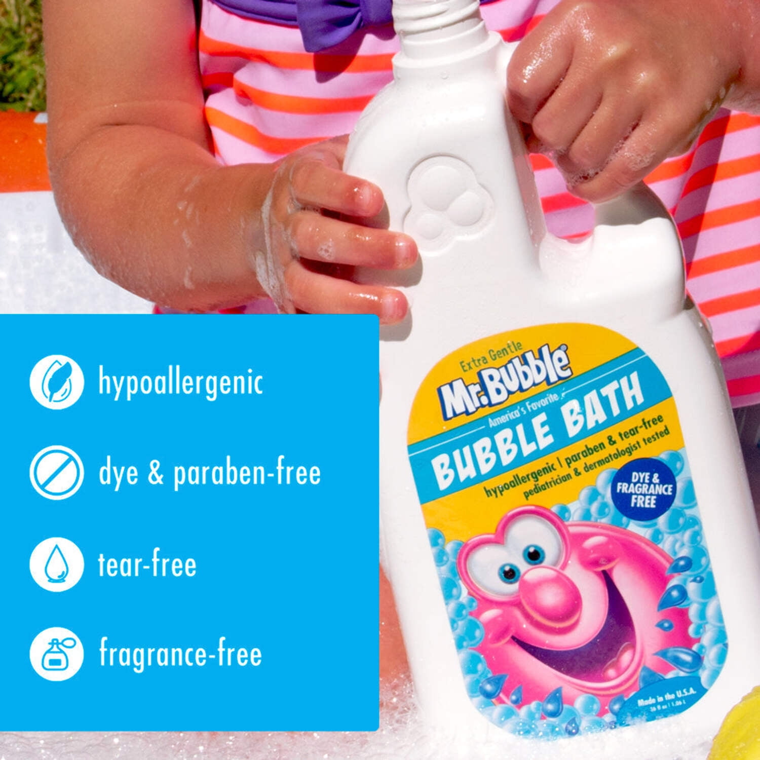 Mr. Bubble Extra Gentle Kids Liquid Bubble Bath, Big Bubbles, Safe for ...