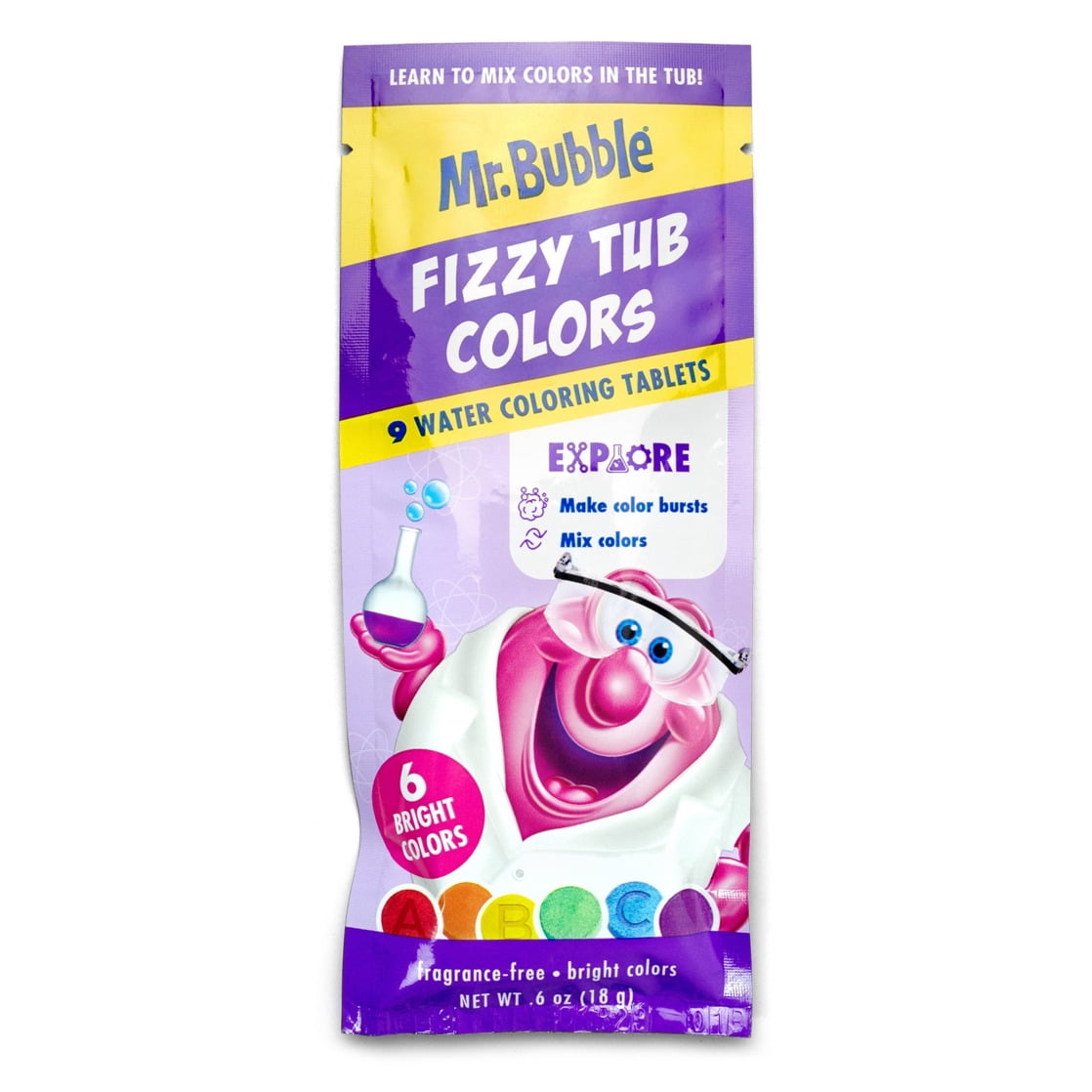 Mr. Bubble Fun Fizzy Tub Colors for Kids, Non-Toxic, 0.6 oz, 9 Count ...