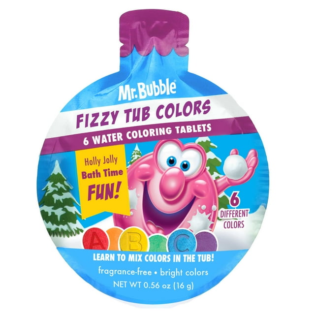 Mr. Bubble Fizzy Tub Colors, Assorted Colors, Unscented, 0.56 oz, 6 ...