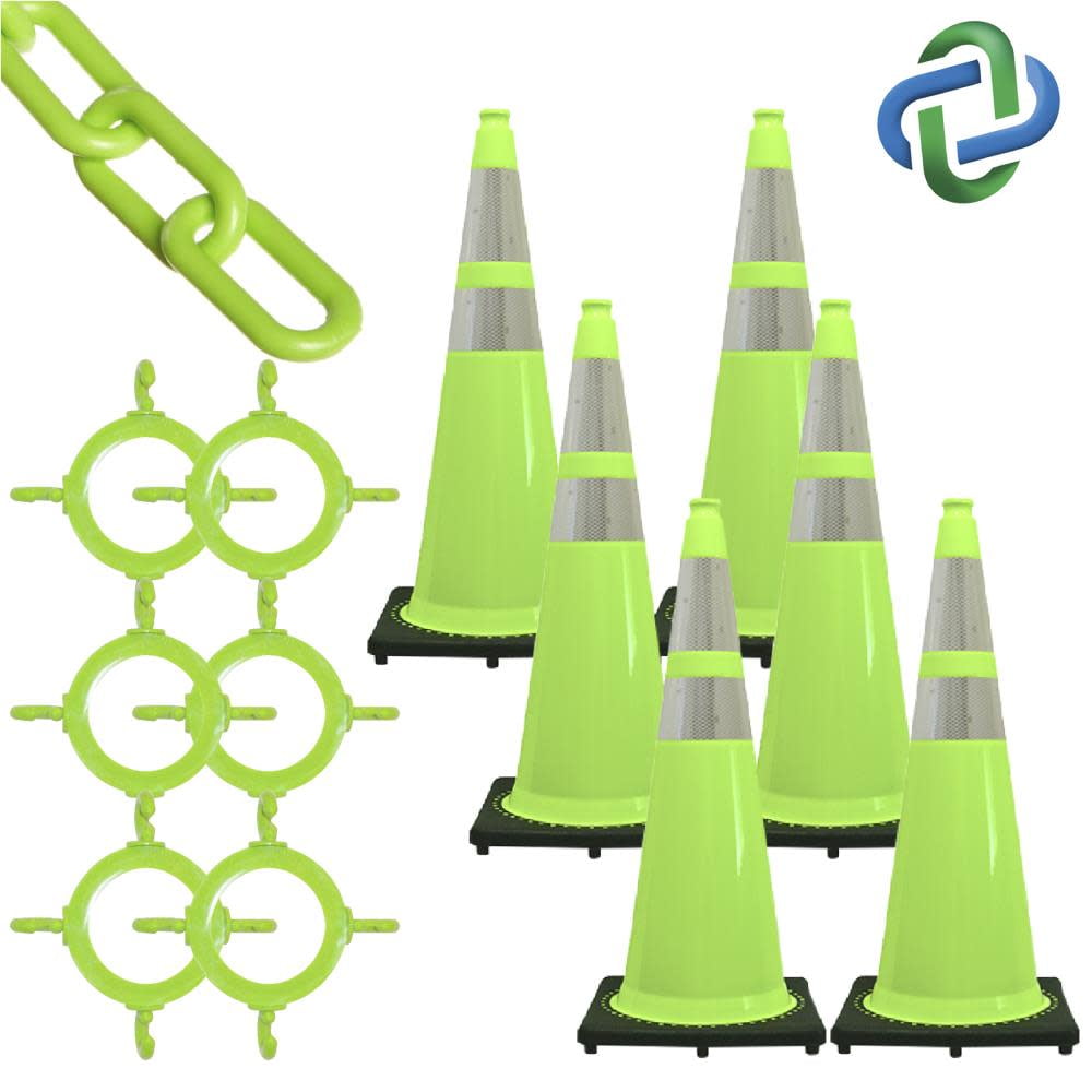 Mr Chain 28In Safety Green Reflective Traffic Cone And Chain Kit ...
