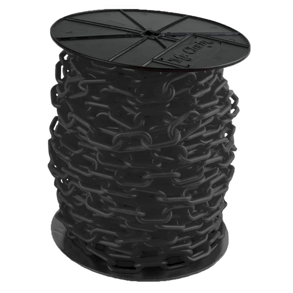 Mr. Chain Plastic Barrier Chain Reel, Black, 2-Inch Link Diameter, 125 ...