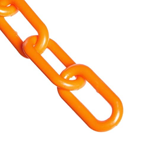 Mr. Chain Plastic Barrier Chain, Safety Orange, 2-Inch Link Diameter ...