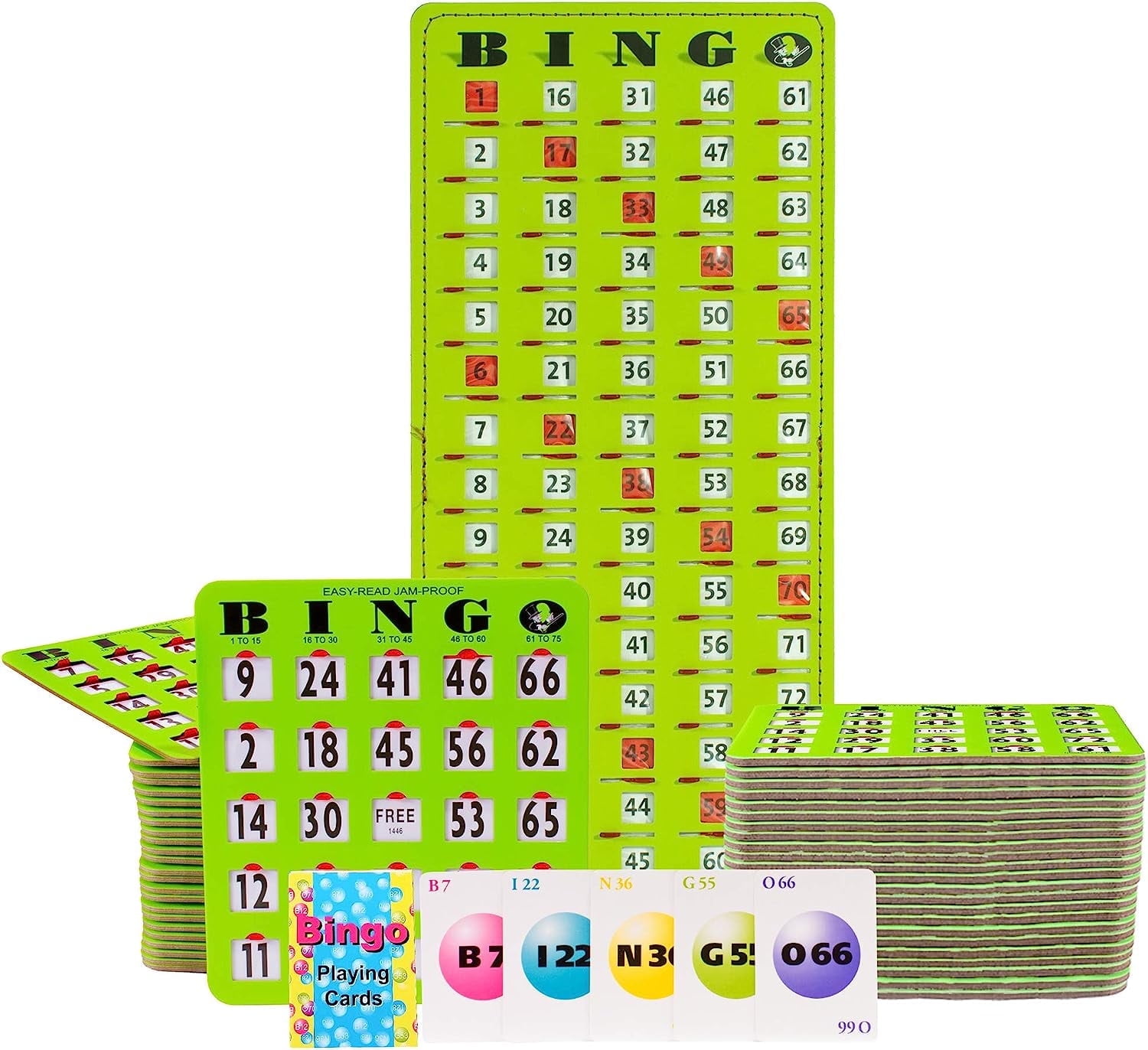 Mr. Chips Jam-Proof Bingo Cards with Sliding Windows - 50 Reusable ...