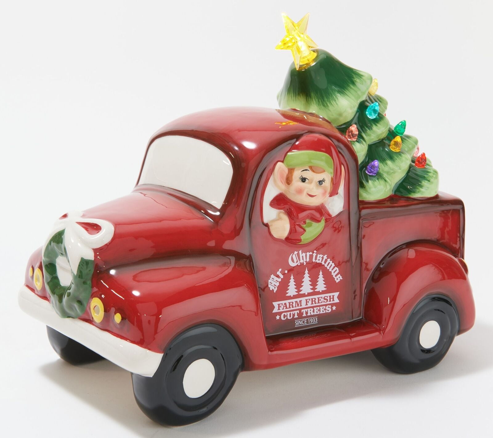 Mr. Christmas 10.5" Ceramic Lit Nostalgic Pick Up Truck in Elf ...