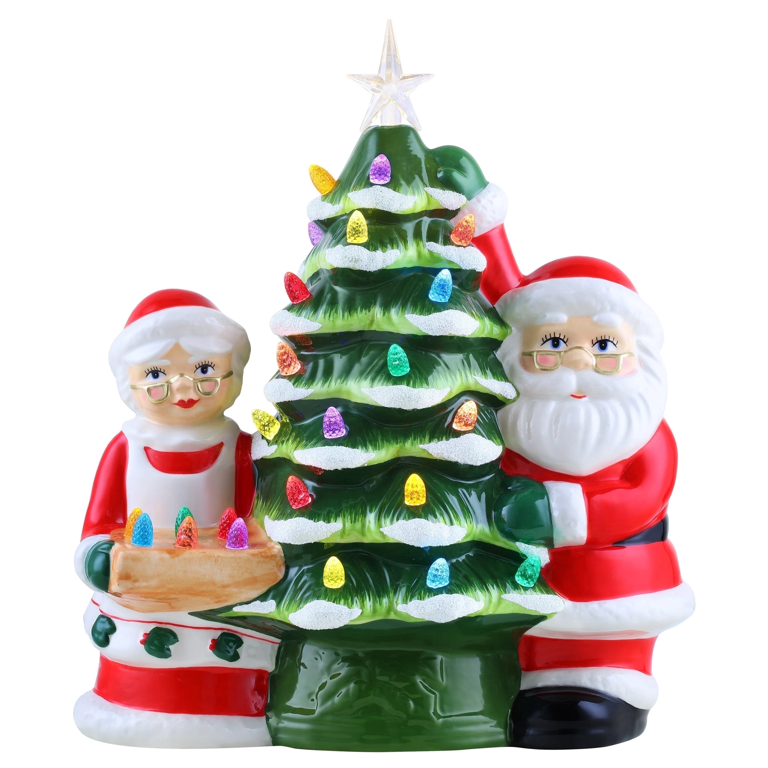 Mr. Christmas 12 in. Santa and Mrs Claus Nostalgic Ceramic Tree ...