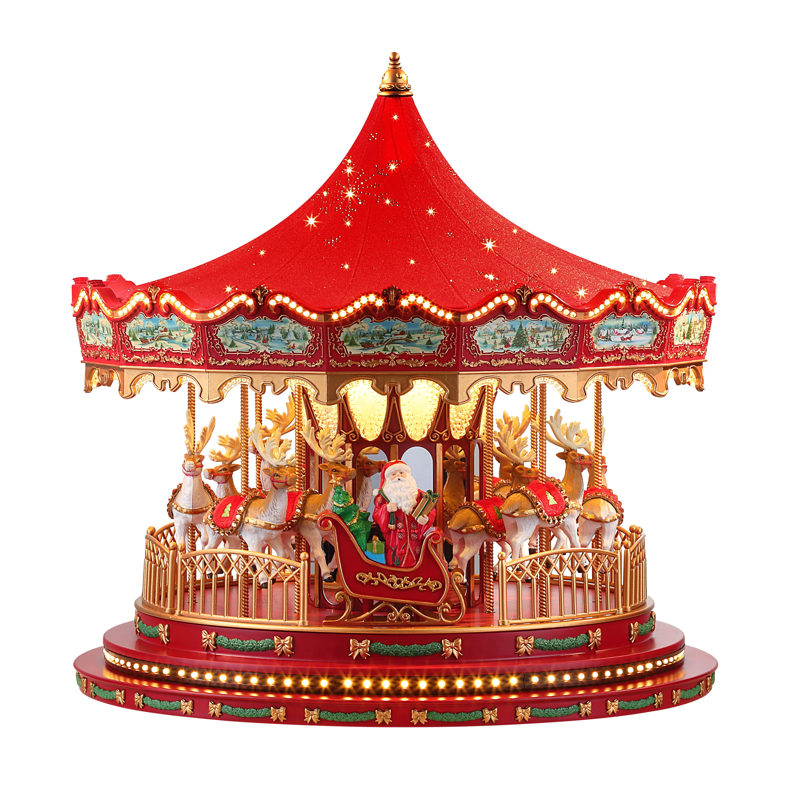 Mr. Christmas 17 in. Animated Deluxe Snowflake Crystal Carousel ...
