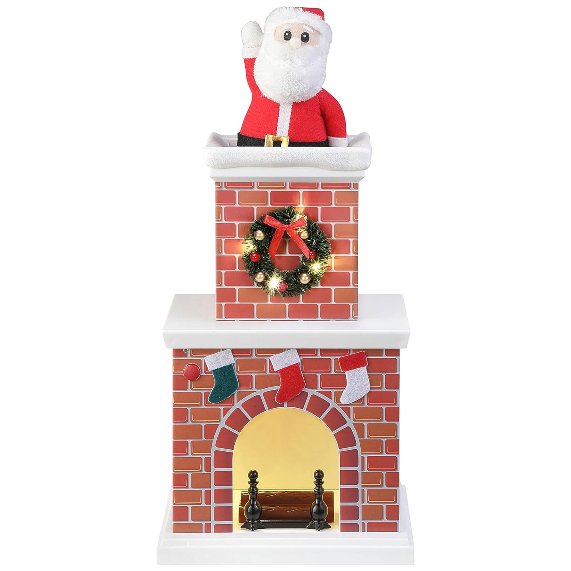 Mr. Christmas 18 Inch Animated Santa in Chimney with LED Lights and ...