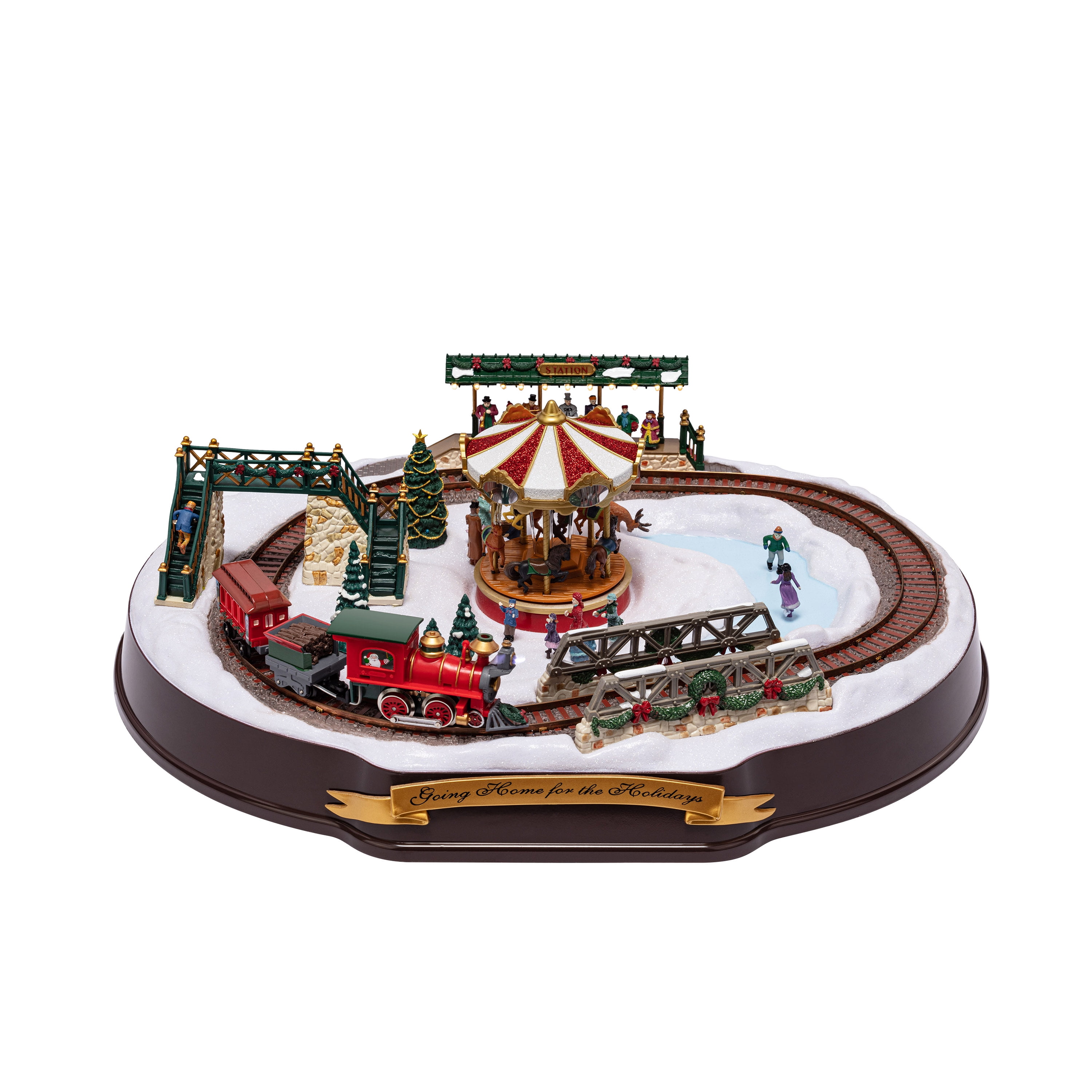 Mr. Christmas 20in Animated Winter Wonderland Train & Carousel, Red ...