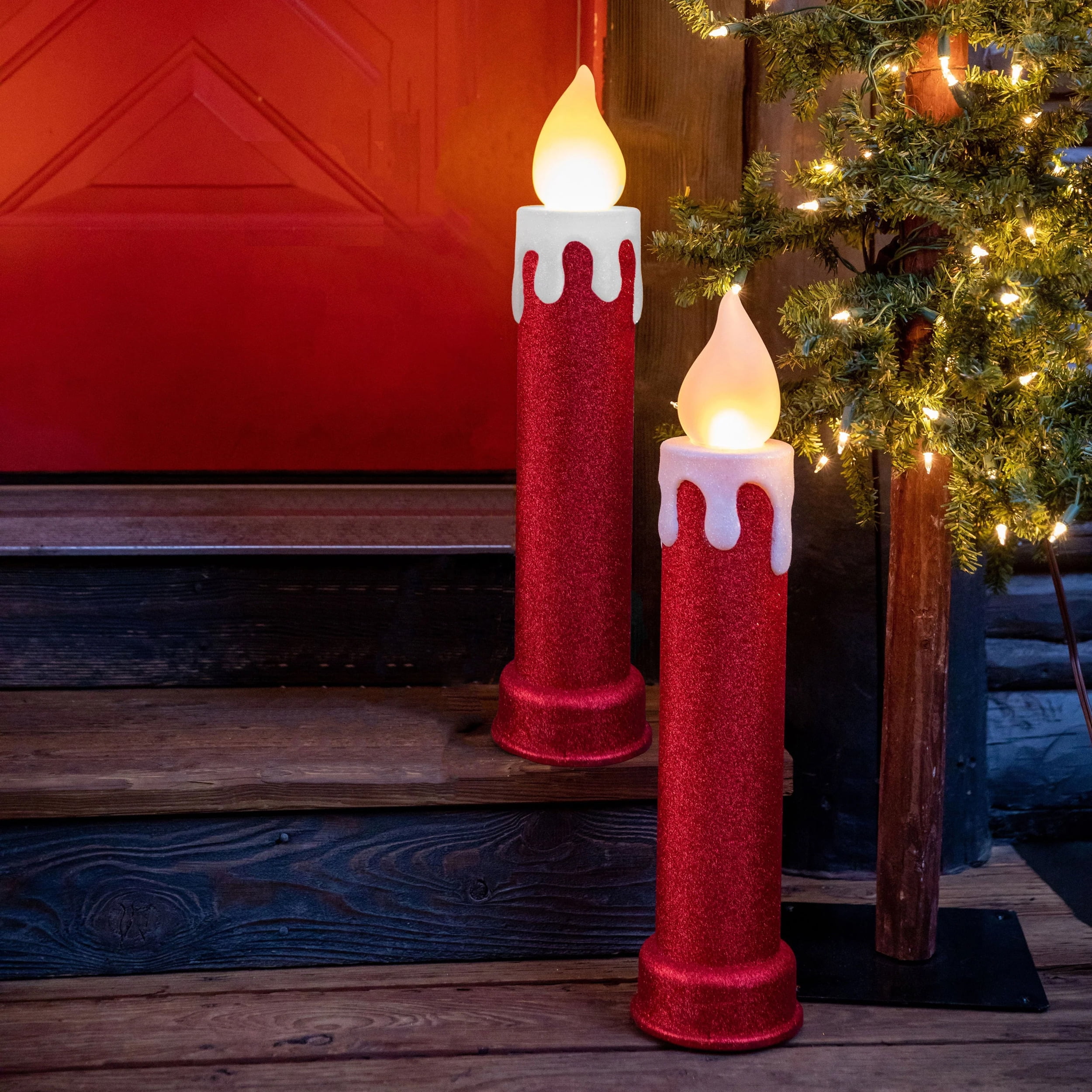 Mr. Christmas 24" Glitter Blow Mold Candle, Set of 2, Red - Walmart.com