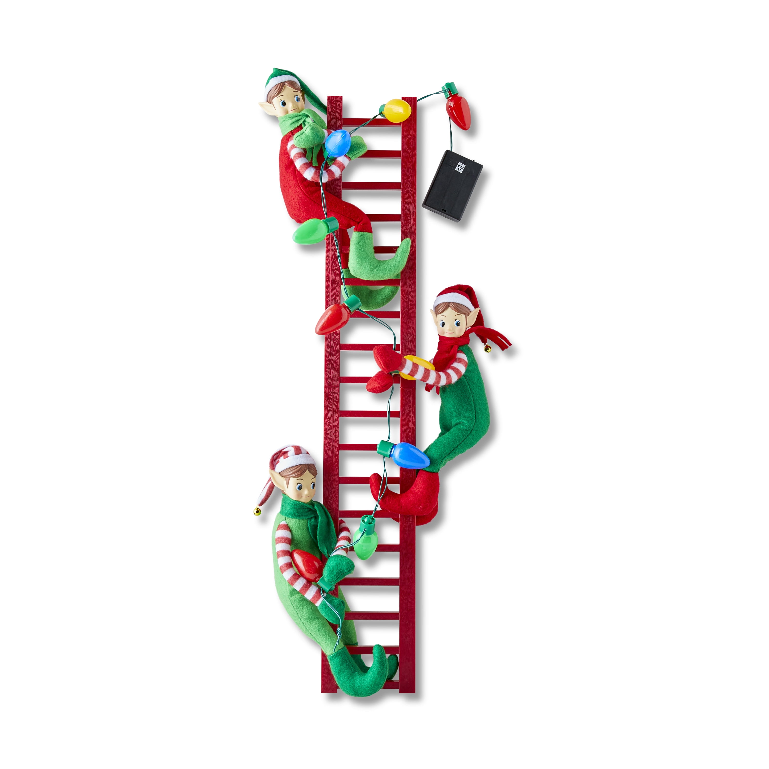Mr. Christmas 27.5" Tree Trimmer Elves on a Ladder Decoration, Red ...
