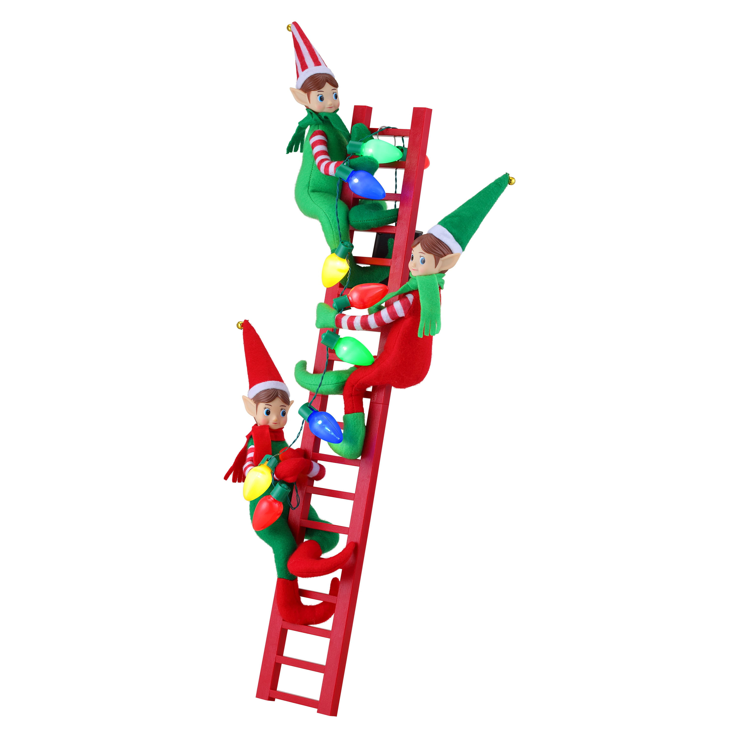 Mr. Christmas 27.5" Tree Trimmer Elves on a Ladder Decoration, Red ...
