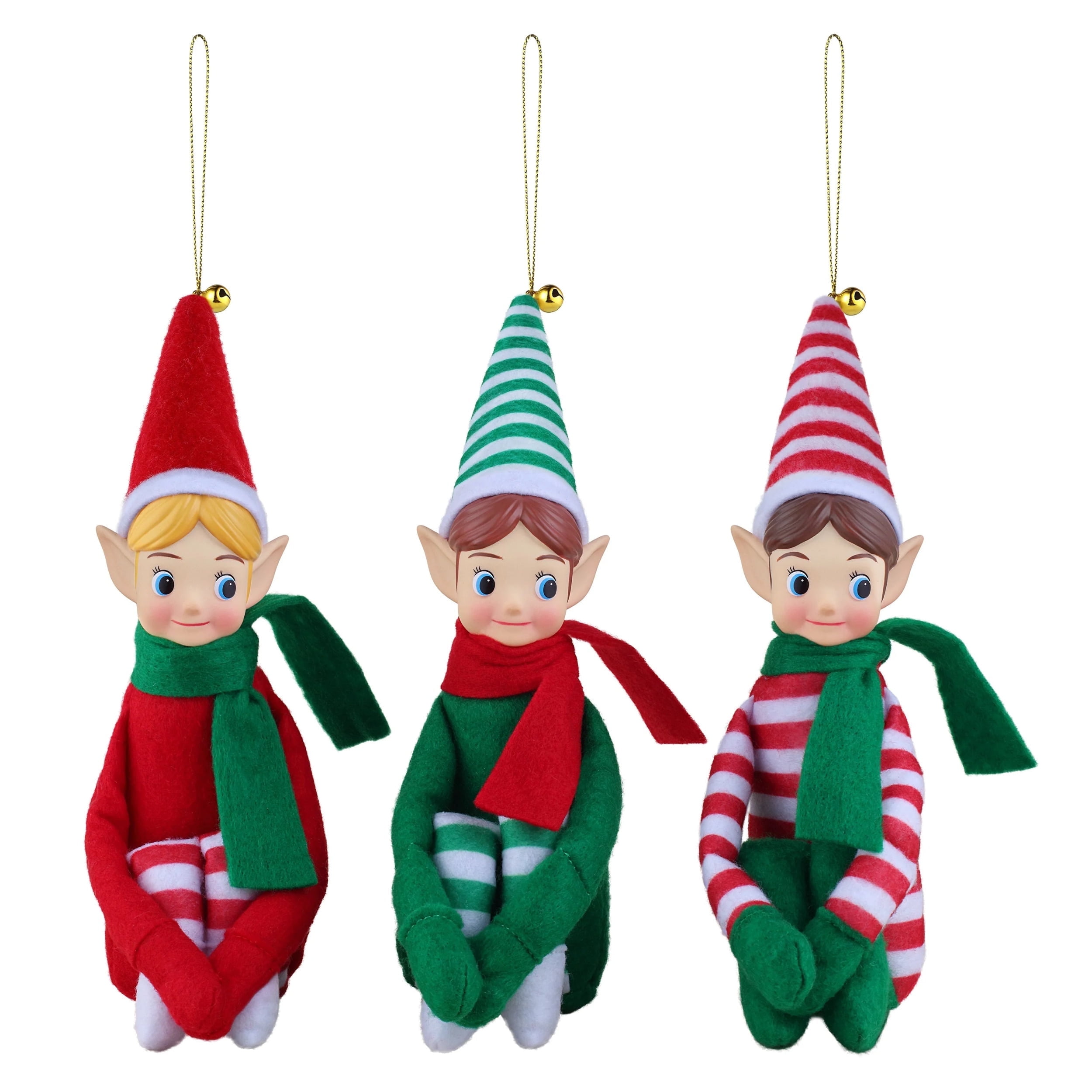 Mr. Christmas 6.5" Set of 3 Vintage Knee Hugging Elves - White ...