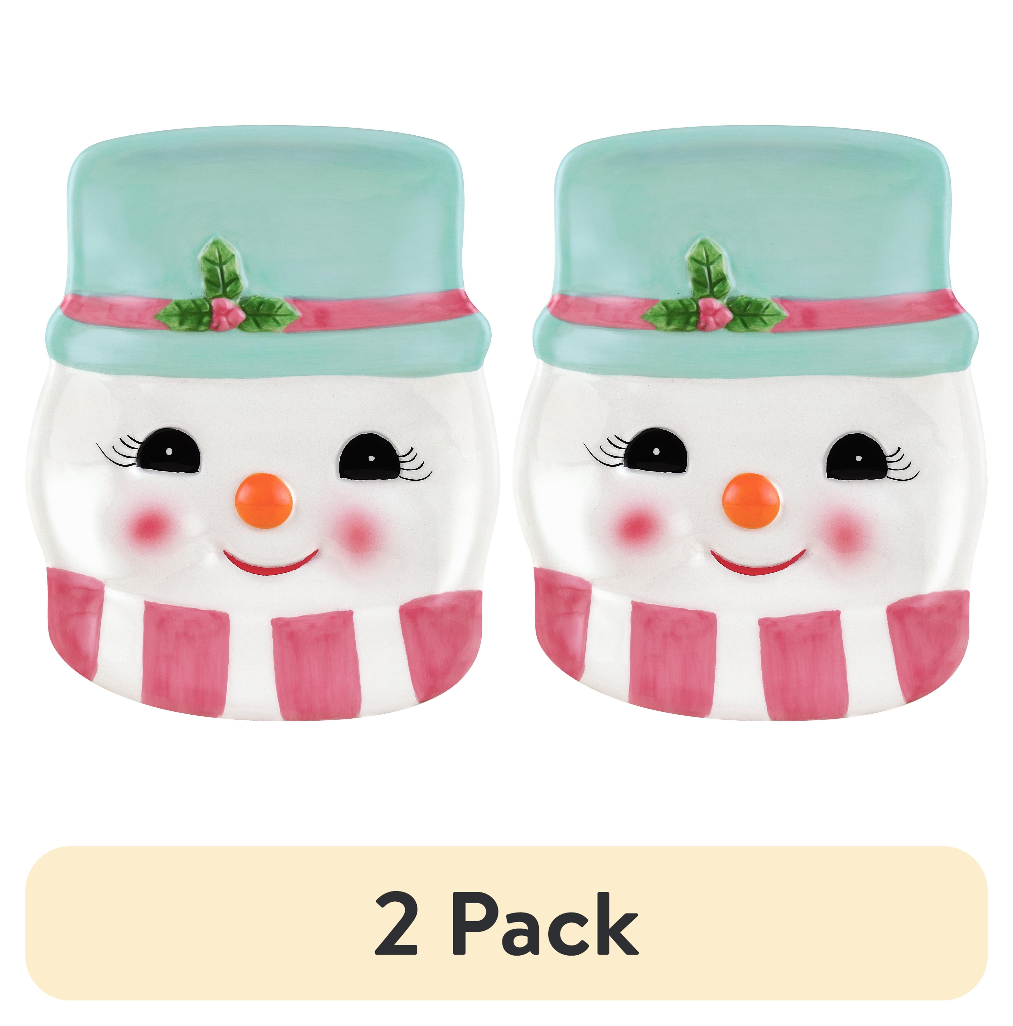 (2 pack) Mr. Christmas 6" Decorative Pastel Ceramic Snowman Shaped ...