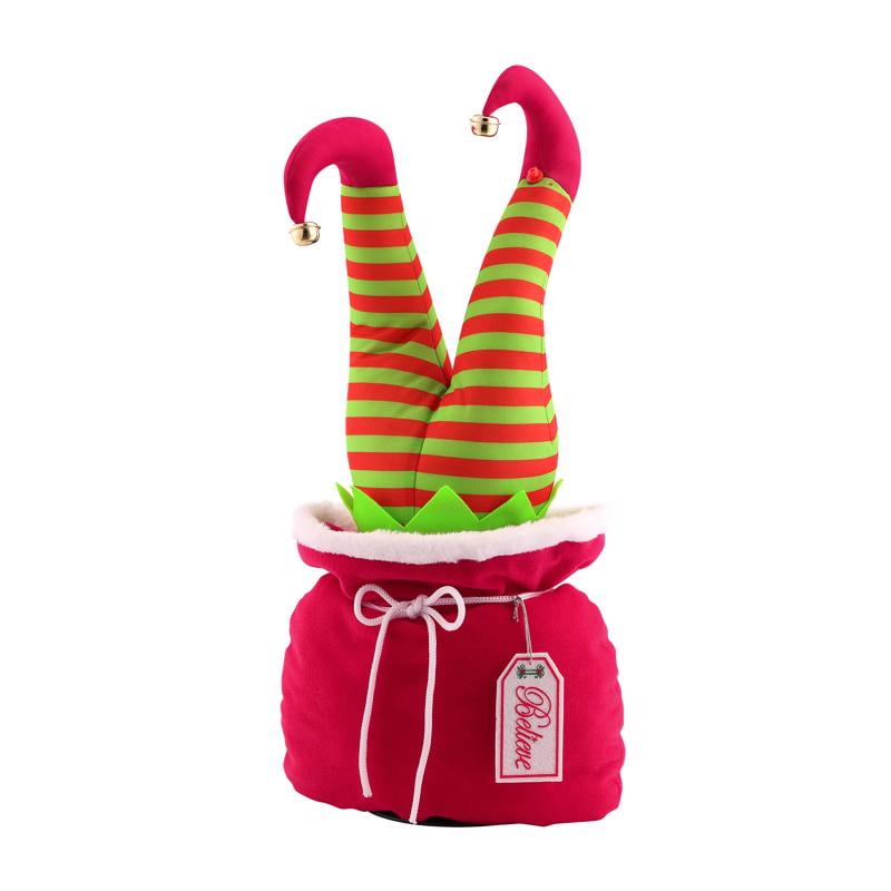 Mr. Christmas Animated Kicker in Bag, Elf, Red, 4.5" W x 5" D x 17" H ...