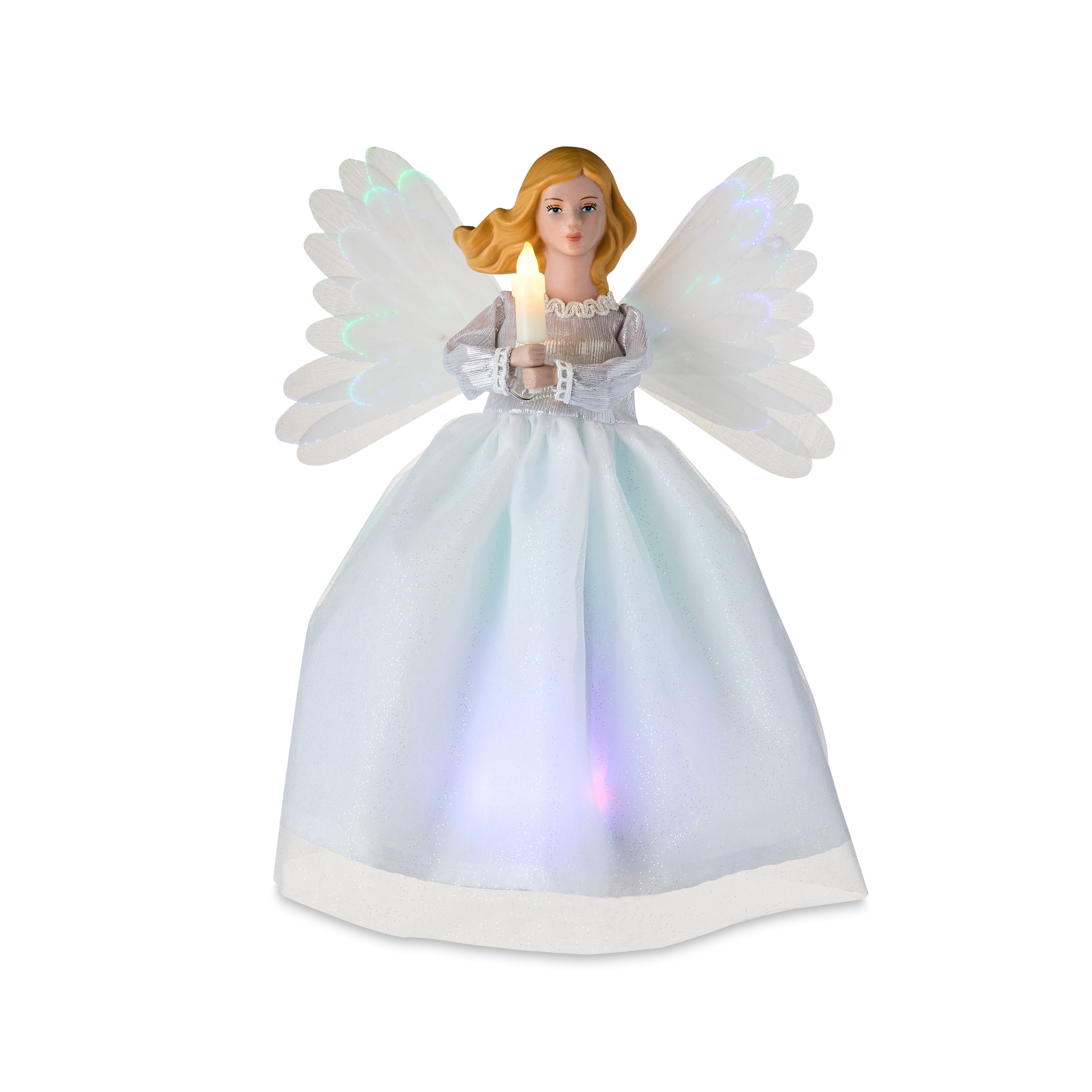 Mr. Christmas Animated Tree Topper Fiber Optic Angel, White - Walmart.com
