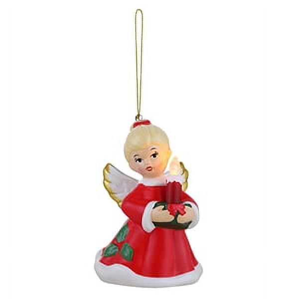 Mr. Christmas Nostalgic Ceramic Ornament - Angel with Candle, Lights Up ...