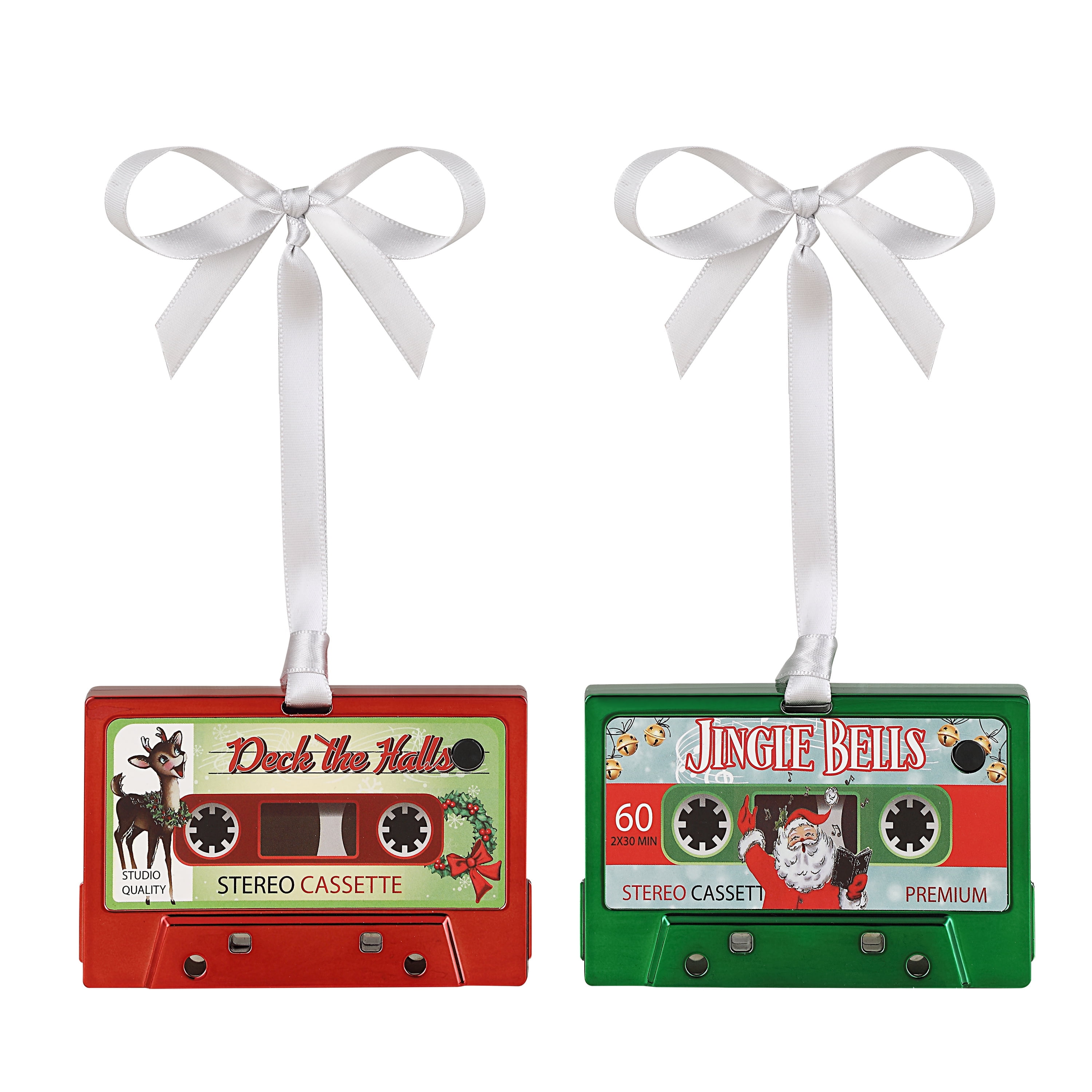 Mr. Christmas, Set of Musical Cassette Ornaments - Red & Green ...
