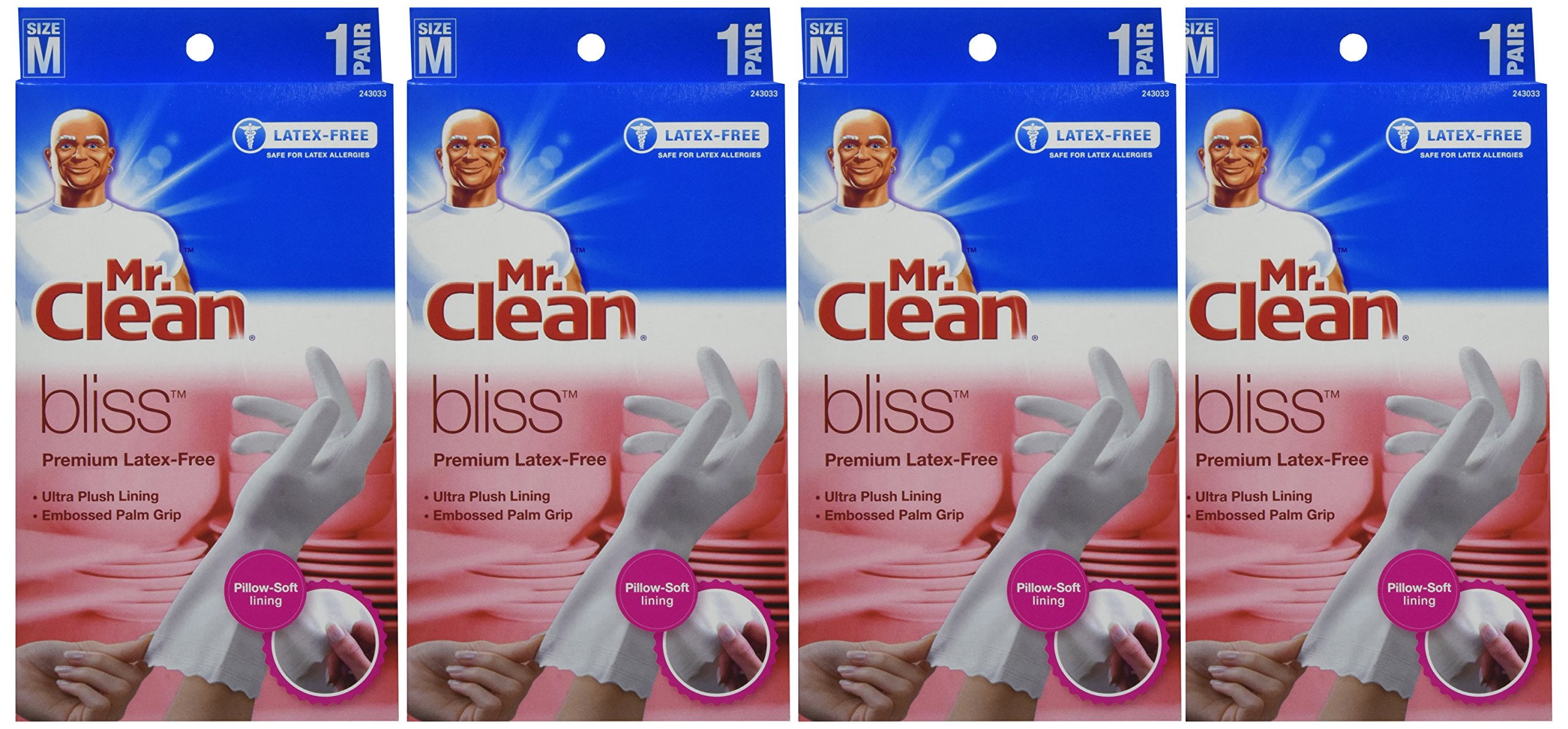Mr. Clean 243033 Bliss Premium 1-pair Latex-free Gloves, Medium (4 Pack ...
