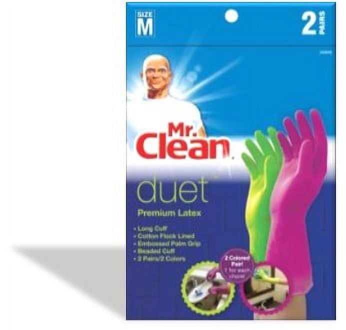 Mr. Clean Duet Reusable Gloves Medium Latex 2 Pair (Pack of 10 ...