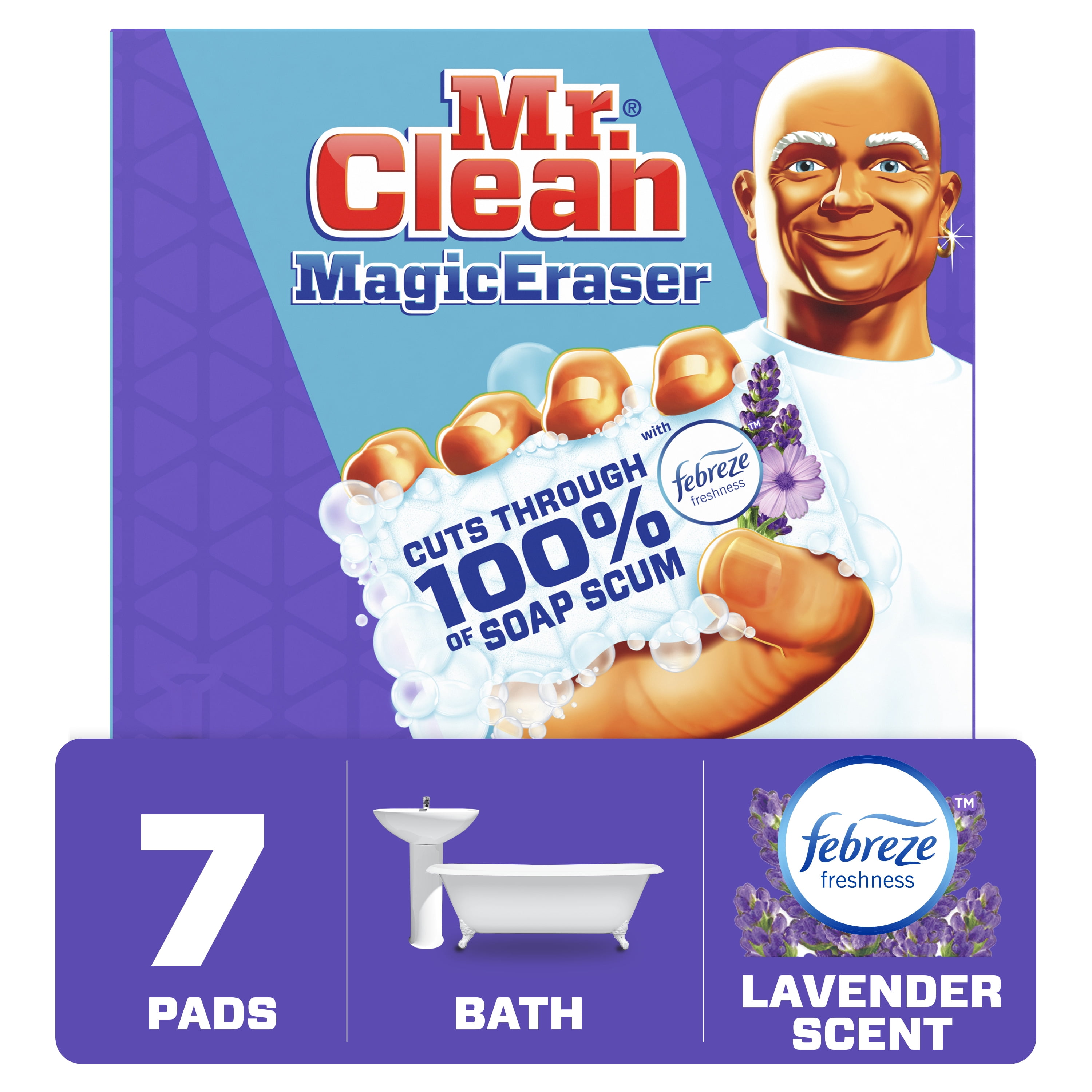 Mr. Clean Magic Eraser Bath with Febreze Lavender scent, Cleaning Pads ...