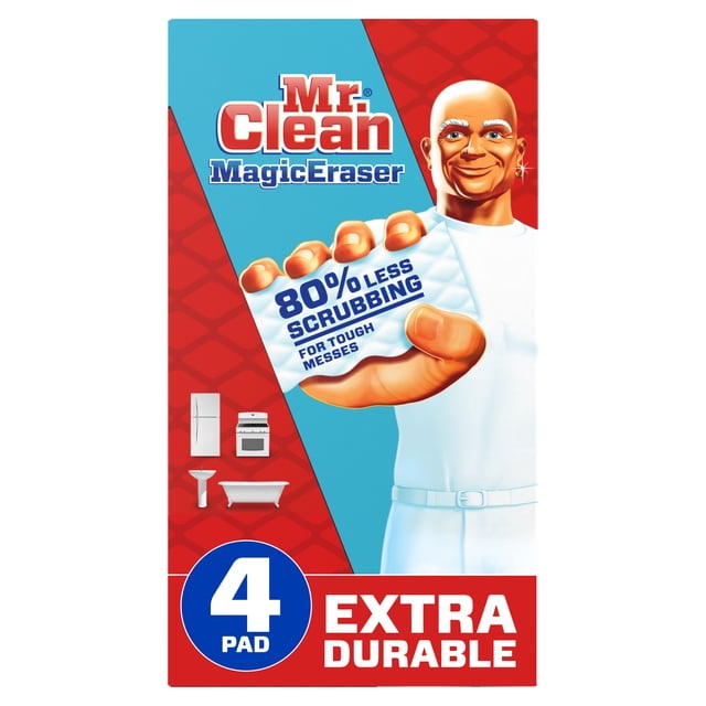 Mr. Clean Magic Eraser Extra Durable, 4 Ct, Heavy Duty Wall Cleaner ...