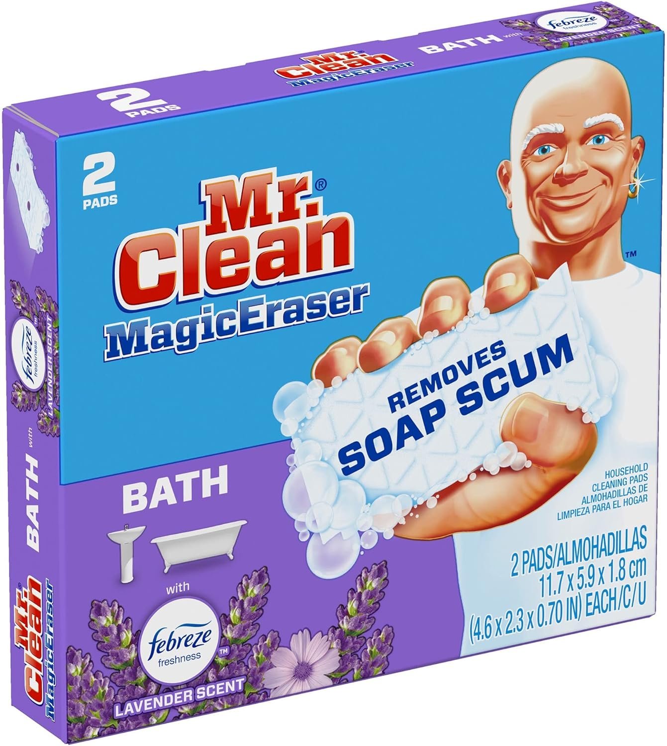 Mr. Clean Magic Eraser Febreze Lavender Scent Bath Cleansing Pad (2 ...