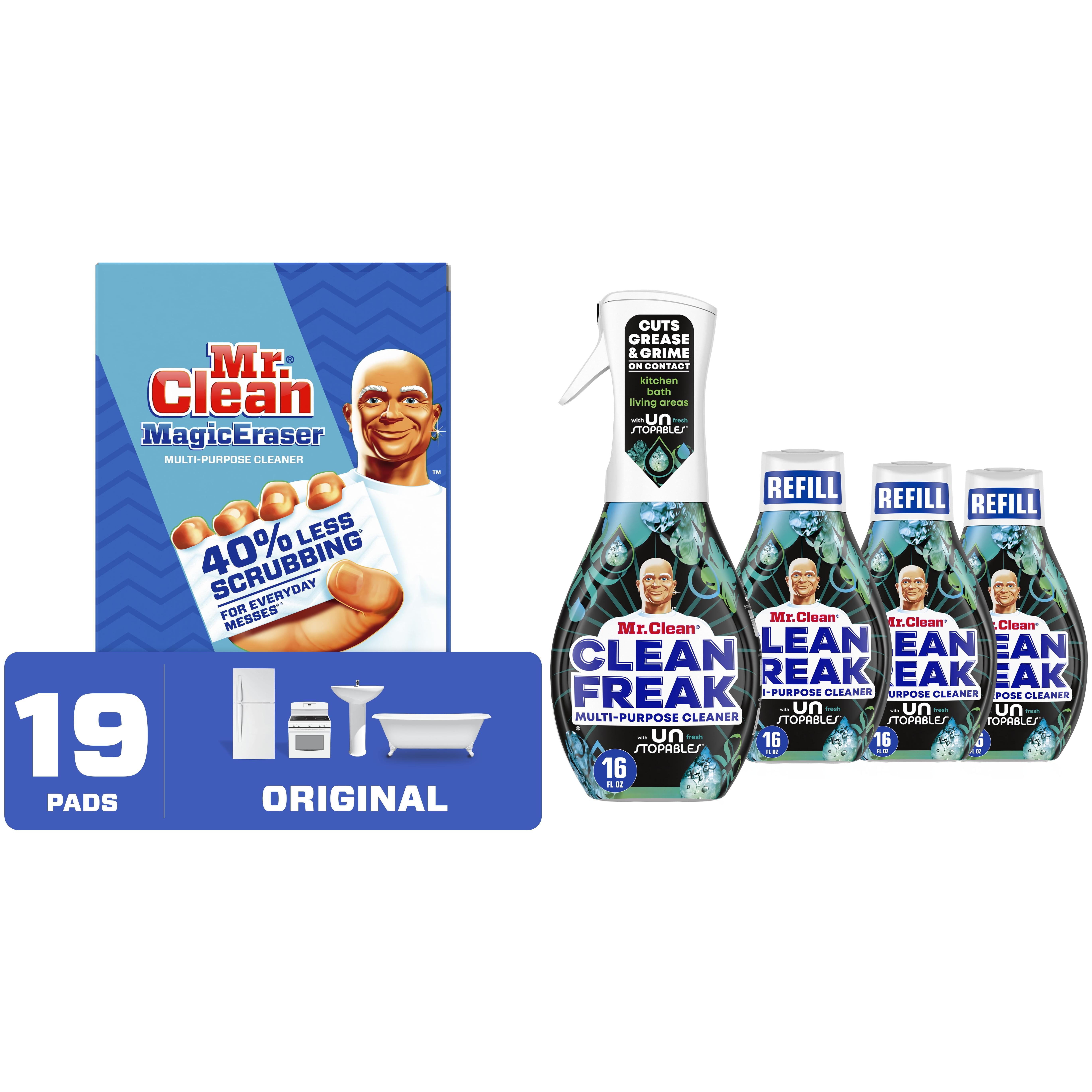 Mr. Clean Magic Eraser Original 19ct, Clean Freak Unstopables Starter ...