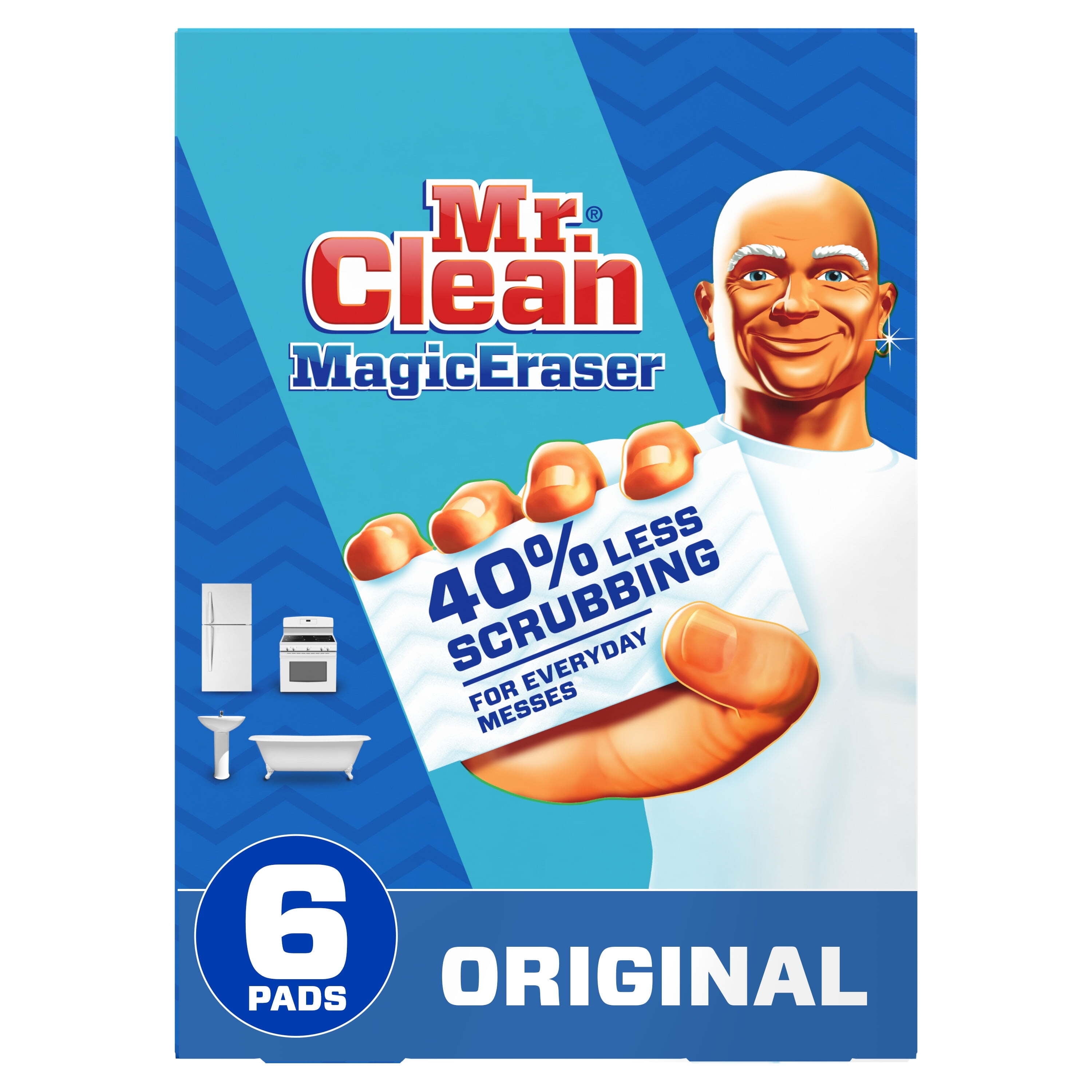 Mr. Clean Magic Eraser Original, Cleaning Pads with Durafoam, 6 Ct ...