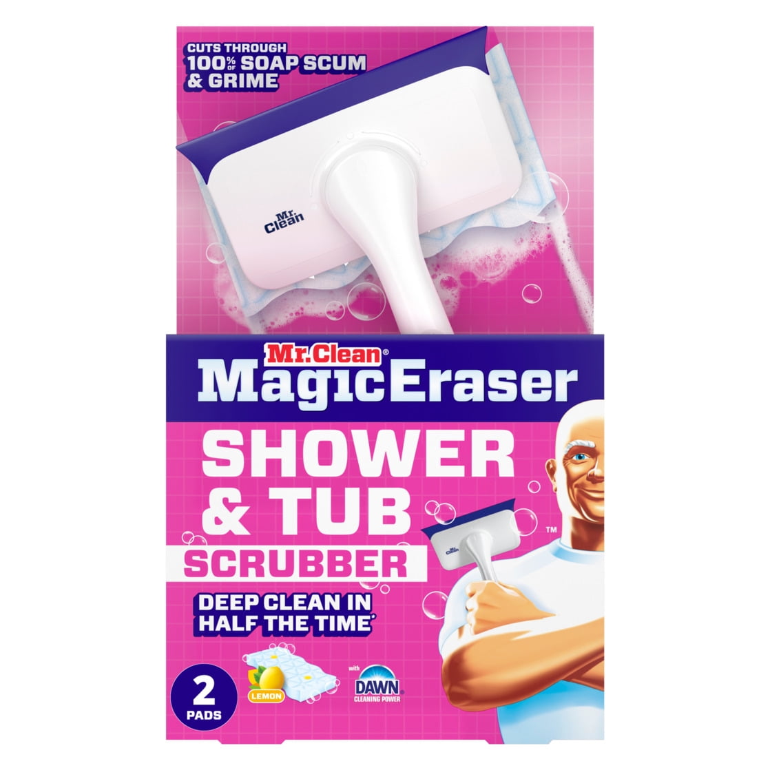 Mr. Clean Shower & Tub Scrubber Starter Kit with 1 Scrubber & 2 Magic ...