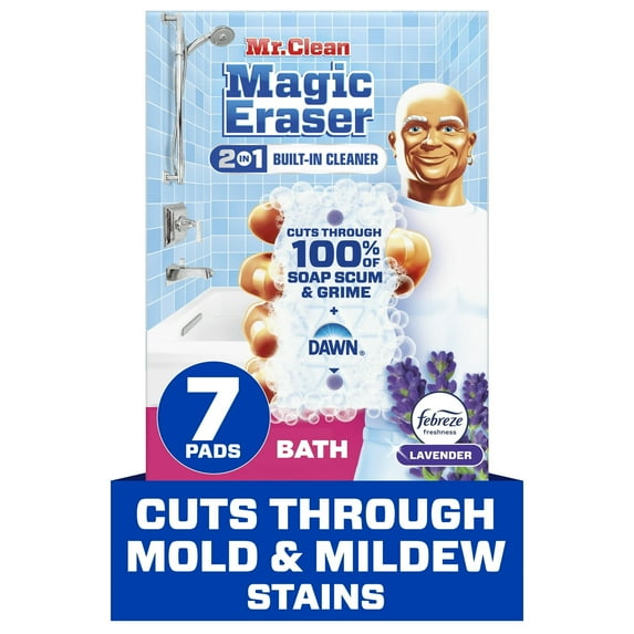 Mr. Clean Magic Eraser Sponge, Bathroom Cleaner, Soap Scum Shower & Tub Cleaner, 2 in 1 Bath ...