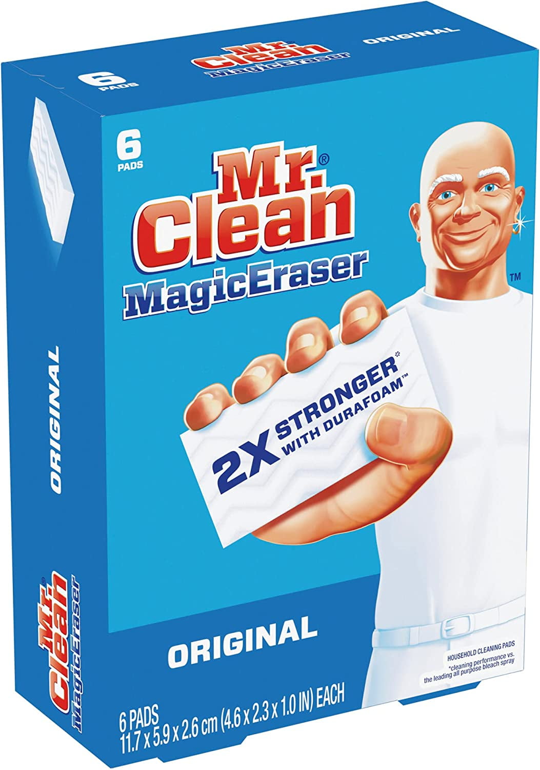 Mr. Clean Magic Eraser White Scouring Pad, 6 Pads Pack, 6 Packs/Carton ...