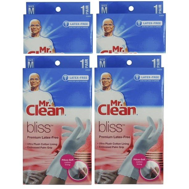 Mr Clean Mr. Clean Bliss Premium Latex-Free Gloves, Medium, 4 Pairs ...