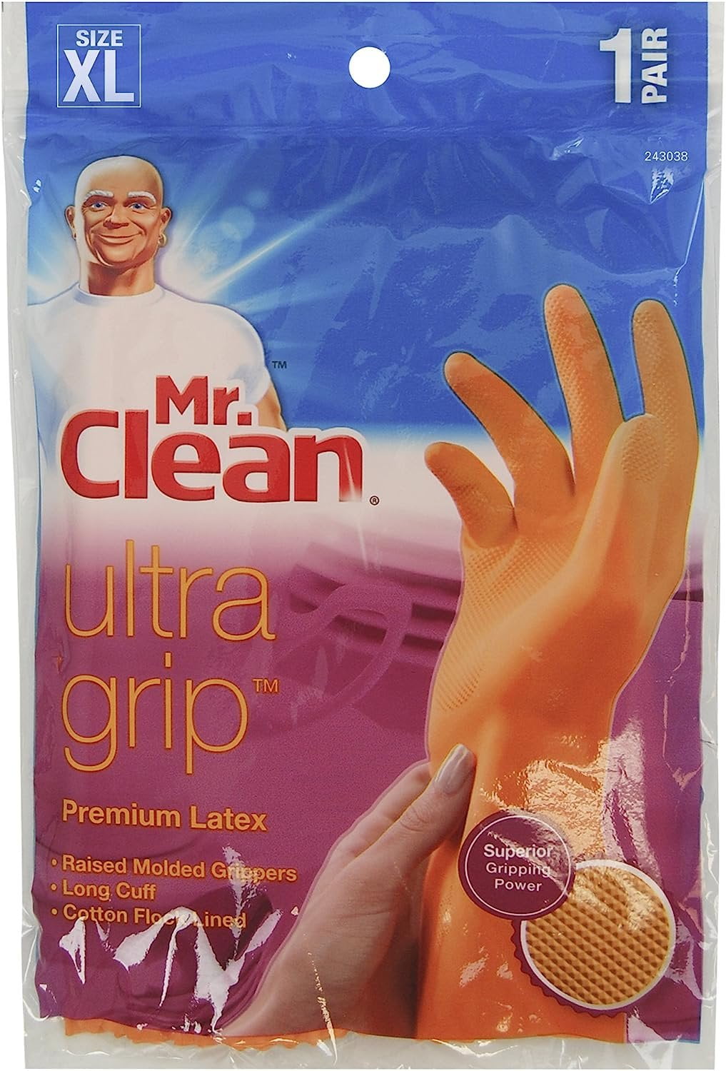 Mr. Clean, Ultra Grip Glove, Multicolor, Large Size - Walmart.com